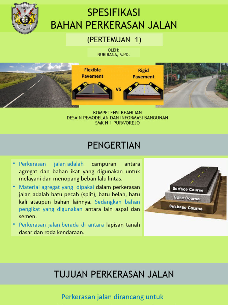Spesifikasi Bahan Perkerasan Jalan (Pertemuan 1) | PDF
