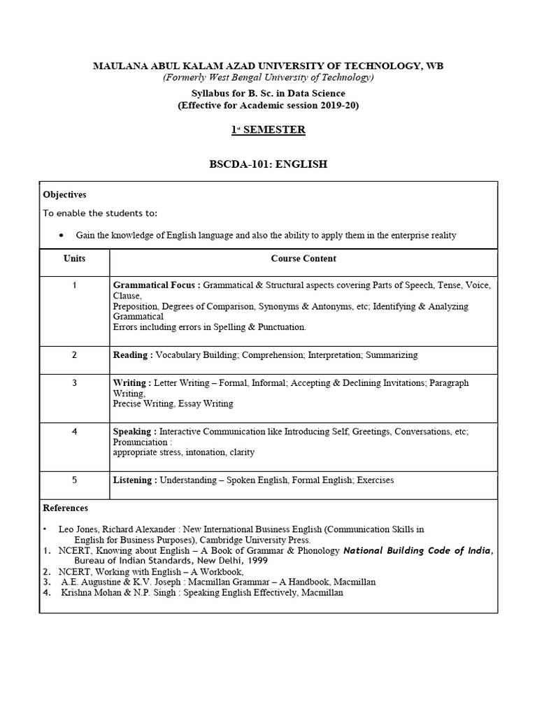 1st Sem Detailed Syllabus (B. Sc. in Data Science) | PDF | Programming ... 1st Sem Detailed Syllabus (B. Sc. in Data Science) | PDF | Programming ...