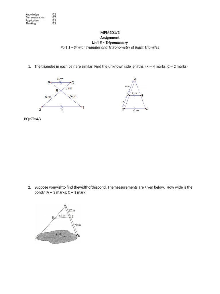 Trigonometry Right Triangles Assignment 3 | PDF | Triangle | Trigonometry