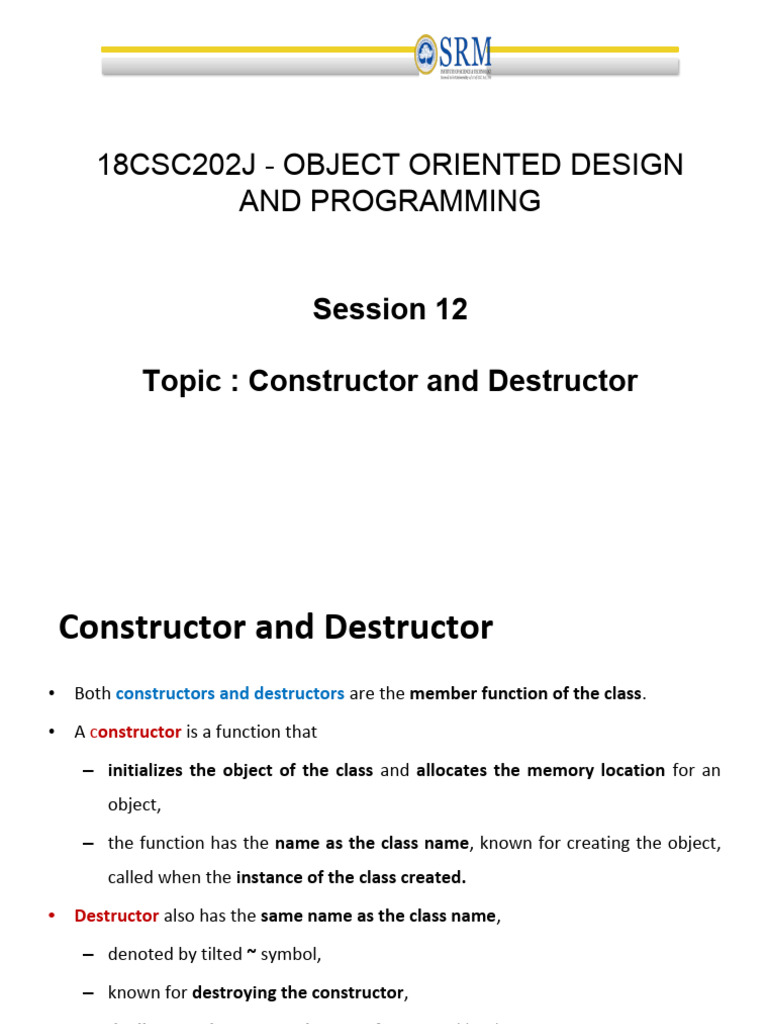 Session 13 Pdf Programming Constructor Object Oriented Programming