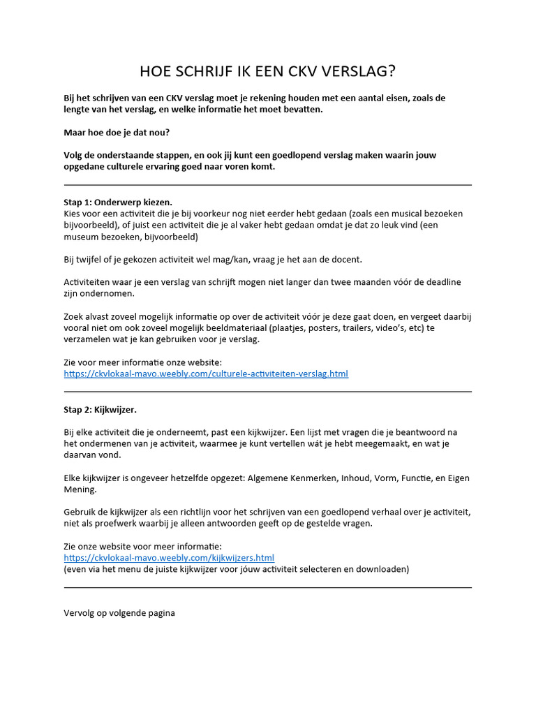 Hoe Schrijf Ik Een Ckv Verslag (1) | PDF