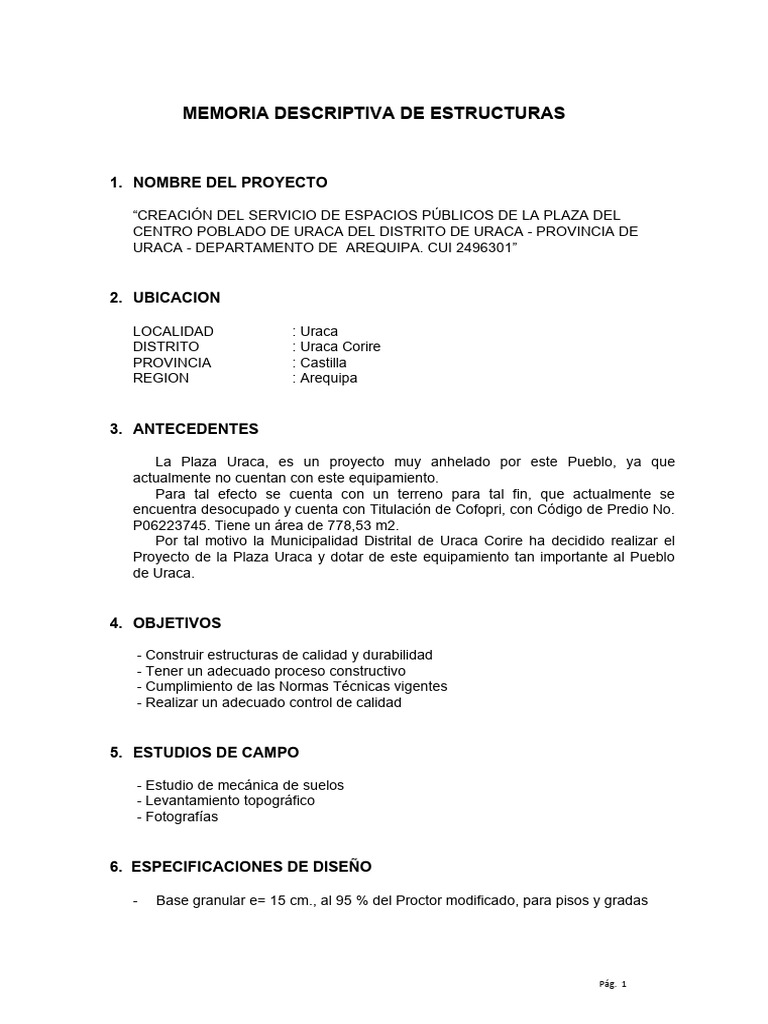 17 Mem Des Estructuras Plaza Uraca | PDF | Hormigón | Fundación ...