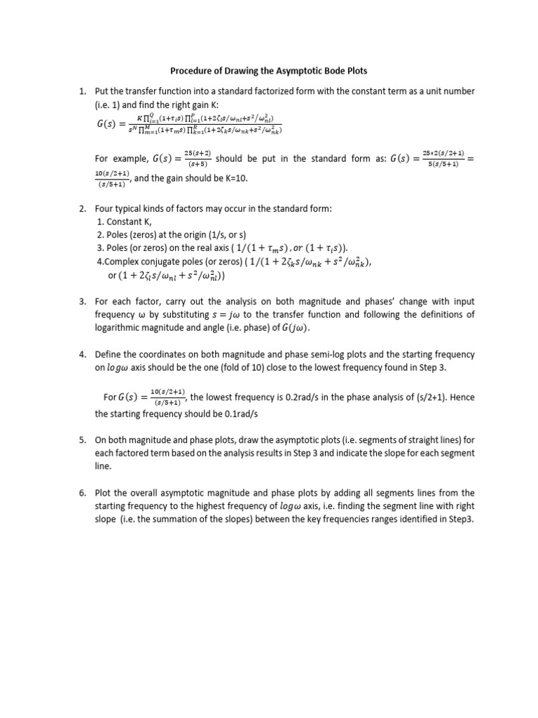 Bode Plot Procedure Pdf Electrical Engineering Mathematical Objects