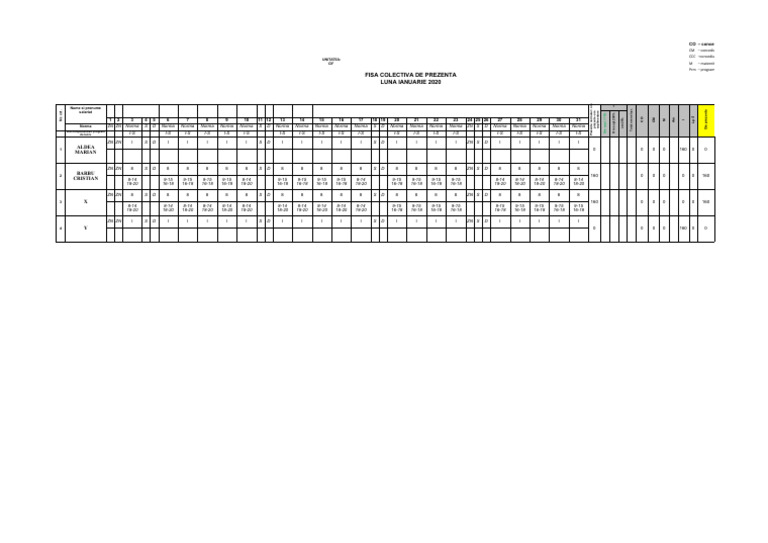 Foaie Colectiva Prezenta 2020 | PDF