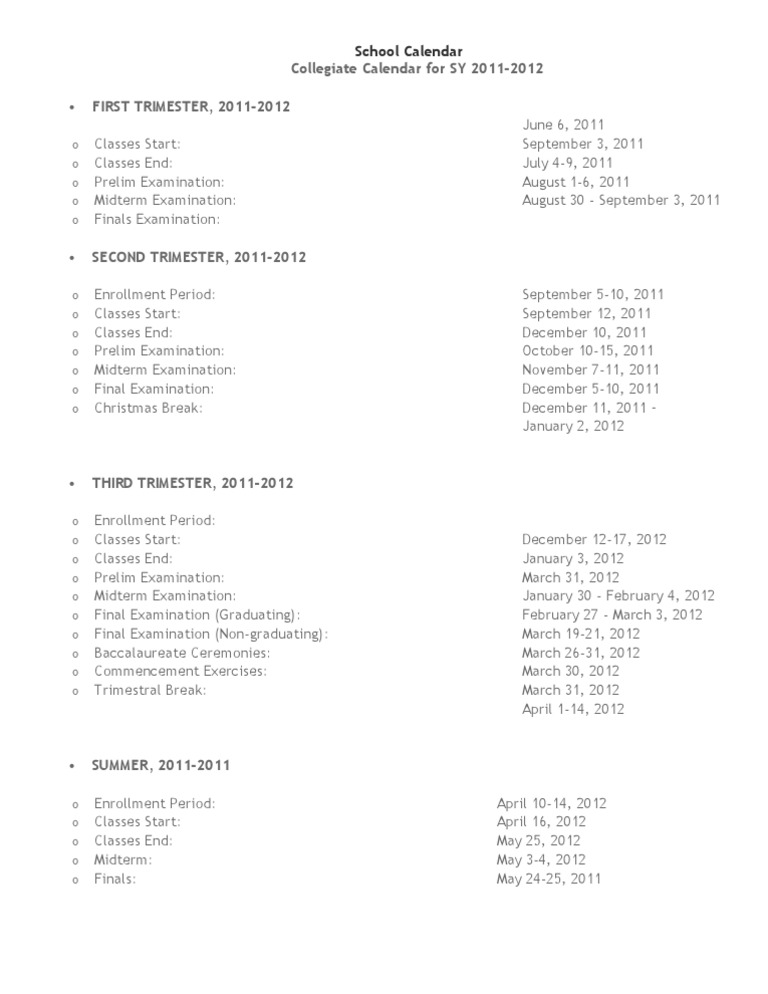 School Calendar PWU | PDF