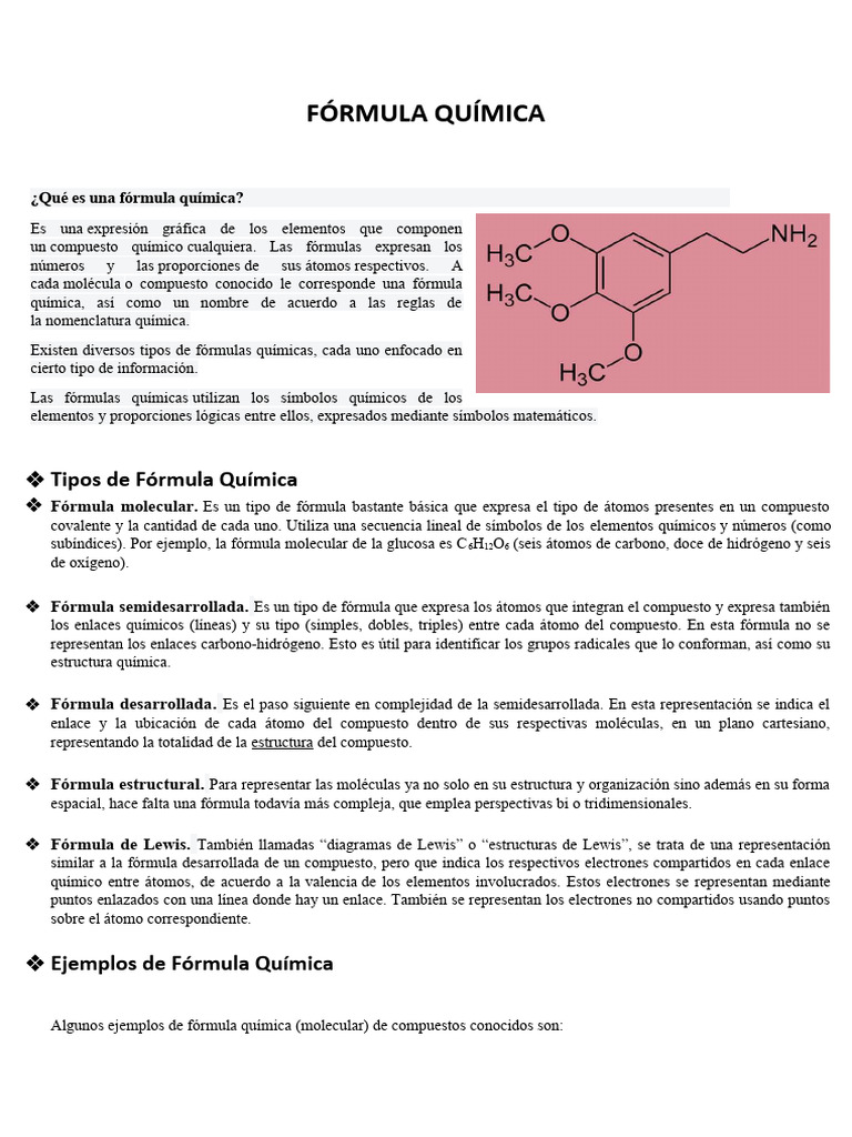 Fórmula Química | PDF | Compuestos químicos | Química