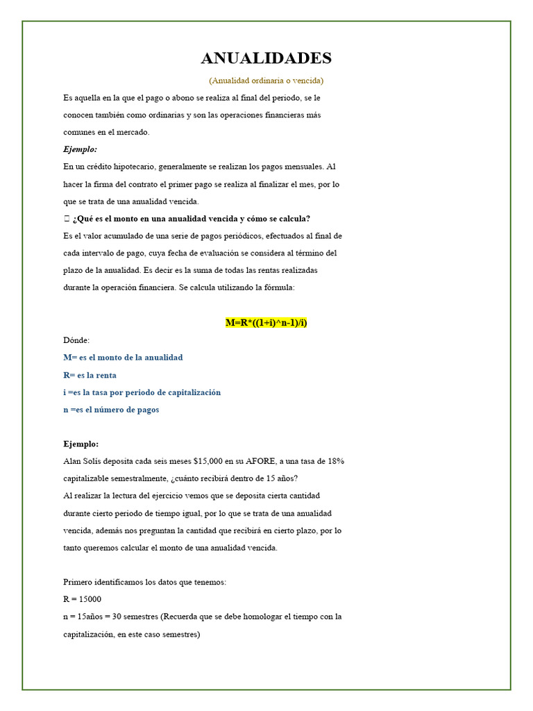 ANUALIDADES | PDF | Interés | Dinero