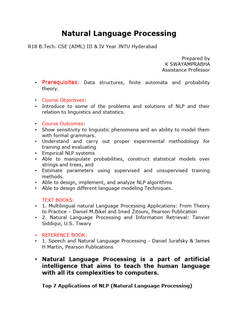 NLP Unit I Notes-1 | PDF | Ambiguity | Machine Learning NLP Unit I Notes-1 | PDF | Ambiguity | Machine Learning