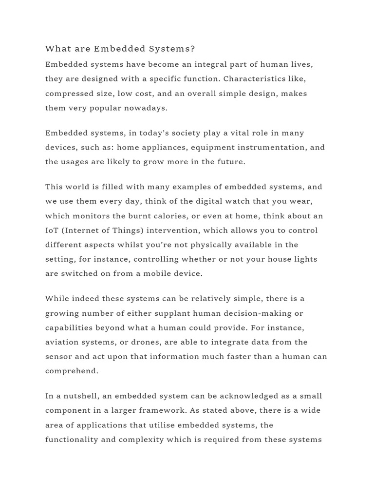 Embedded Systems IGCSE Comp Handout Free PDF | PDF | Embedded System | Microcontroller
