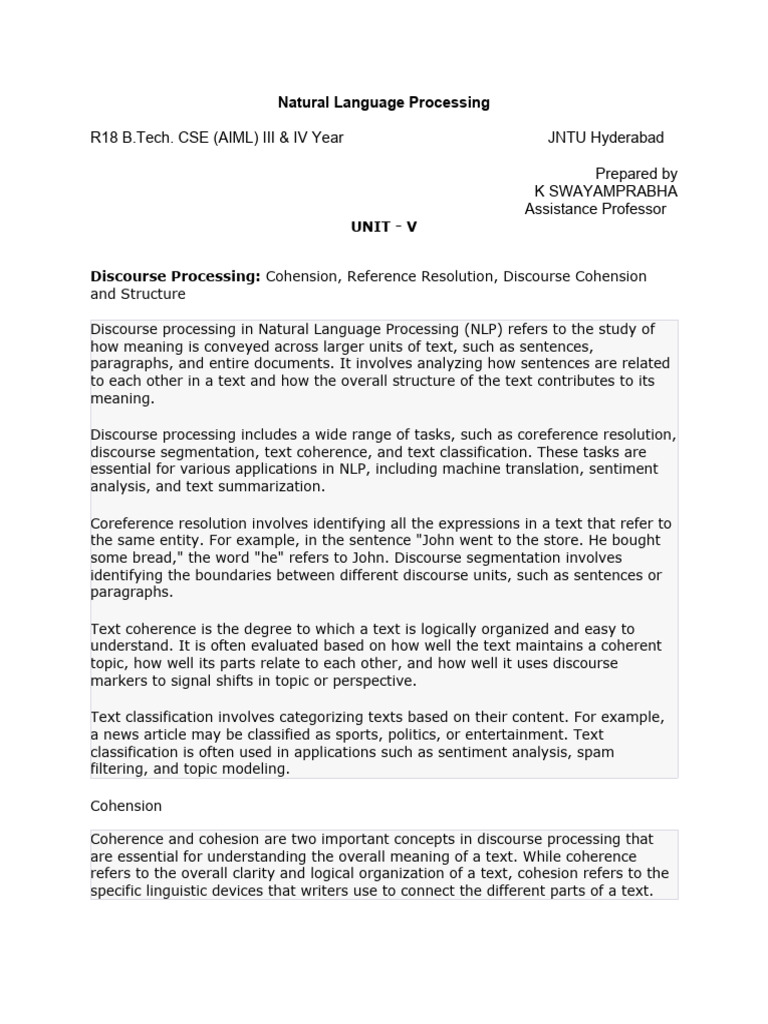 Nlp Unit V Notes Pdf Morphology Linguistics Word
