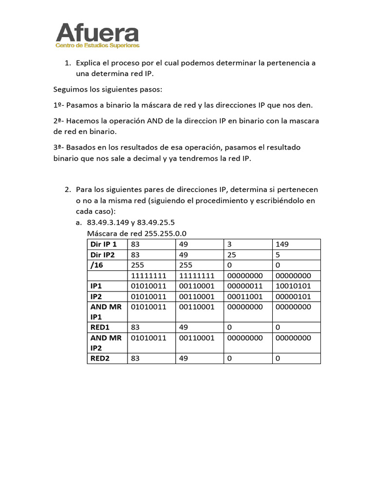 Ejercicios Direccionamiento | PDF | Dirección IP | Internet