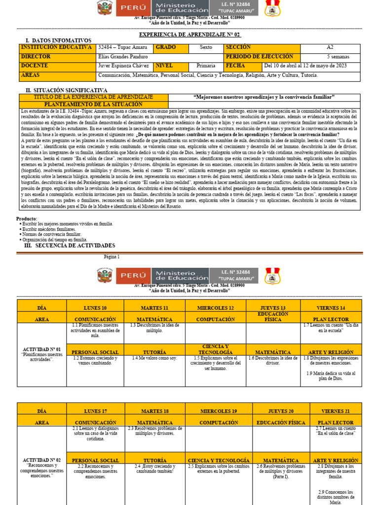 Experiencia de Aprendizaje #02 | PDF | Las emociones | Moralidad