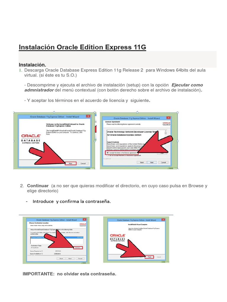 Instalación Oracle Edición Express 11g | PDF | Hogar, jardinería y ...