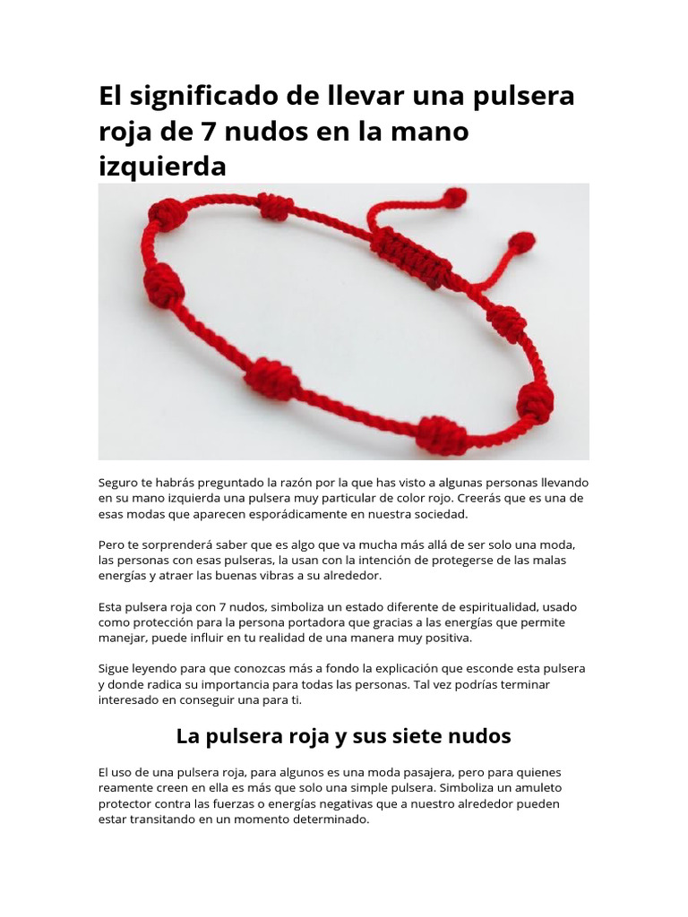 El Significado de Llevar Una Pulsera Roja de 7 Nudos en La Mano Izquierd1 | PDF