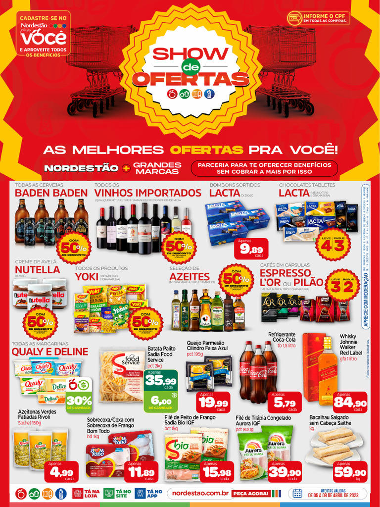 ENCARTE NORDESTÃO Show de Ofertas 05 a 08.04.2023 | PDF | Comidas e bebidas | Bebida