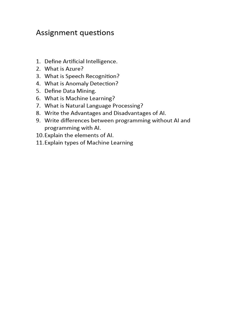 Assignment Questions AI | PDF