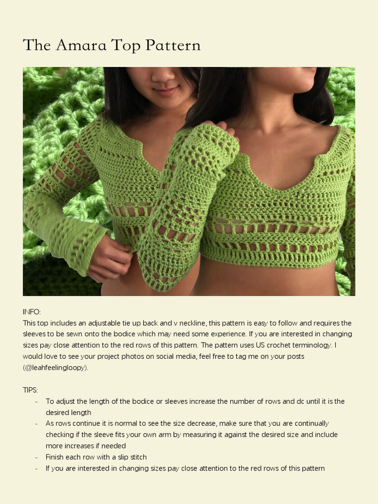 The Amara Top Pattern | PDF | Crochet | Clothing