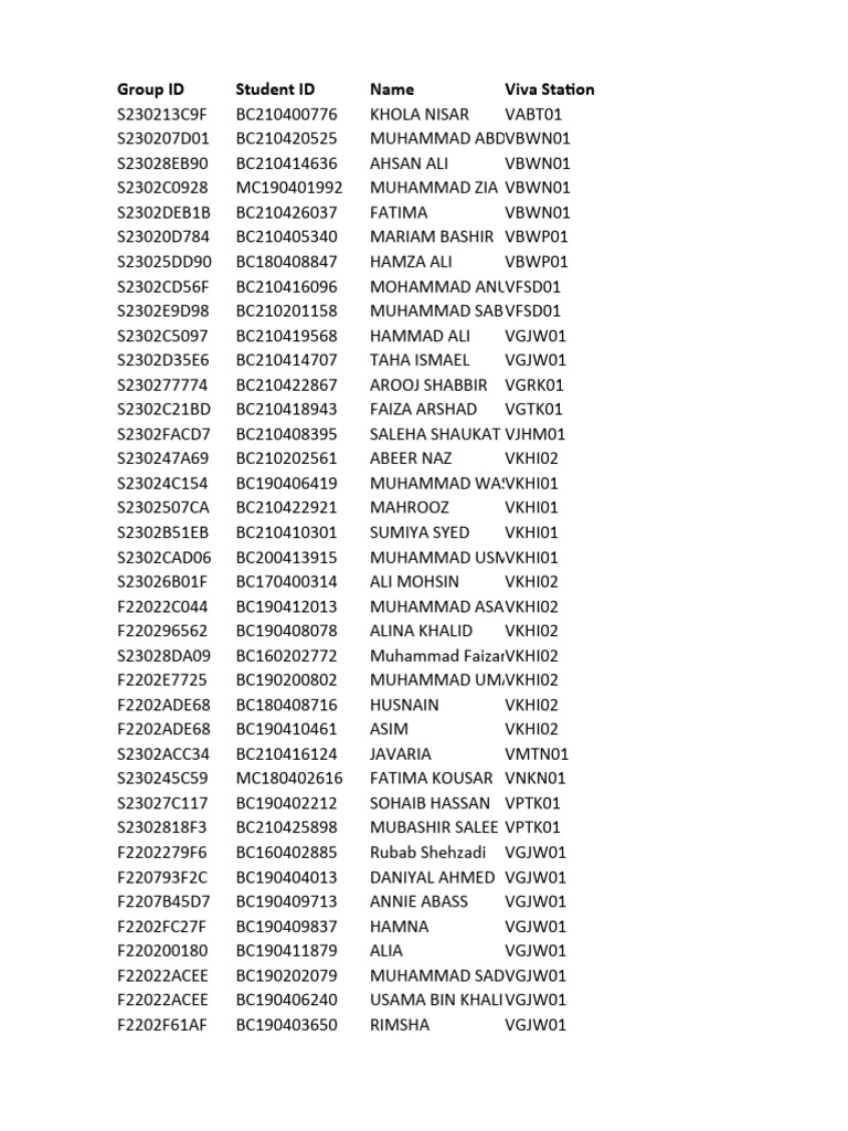 Viva Schedule S23 | PDF