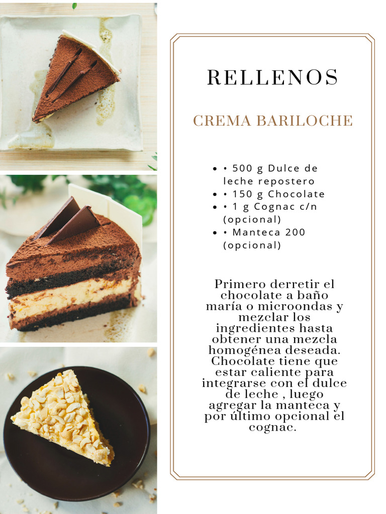 Recetas de Rellenos y Cremas Bariloche | PDF