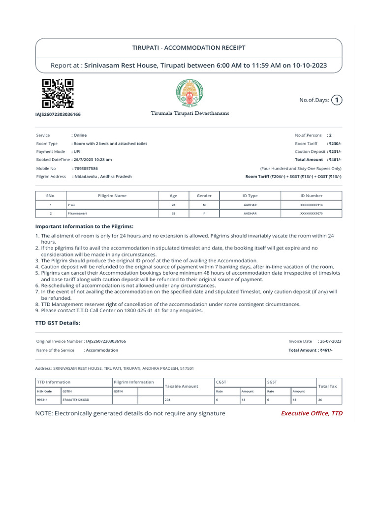 Tirumala Tirupati Devasthanams (Official Booking Portal) | PDF ...