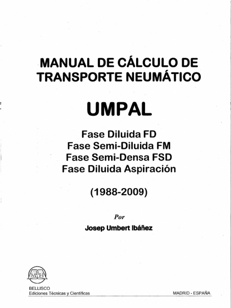 Manual de Calculo de Transporte Neumatico Umpal Josep Umbert Ibañez | PDF