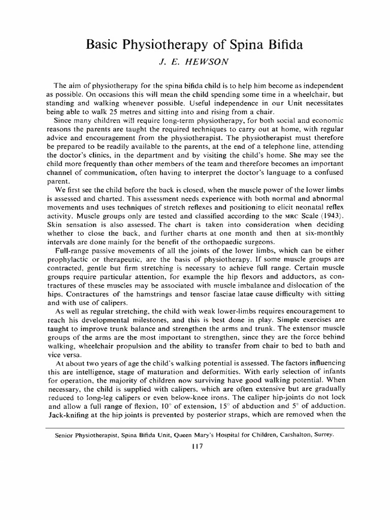 Basic Physiotherapy of Spina Bifida | PDF | Anatomical Terms Of Motion ...