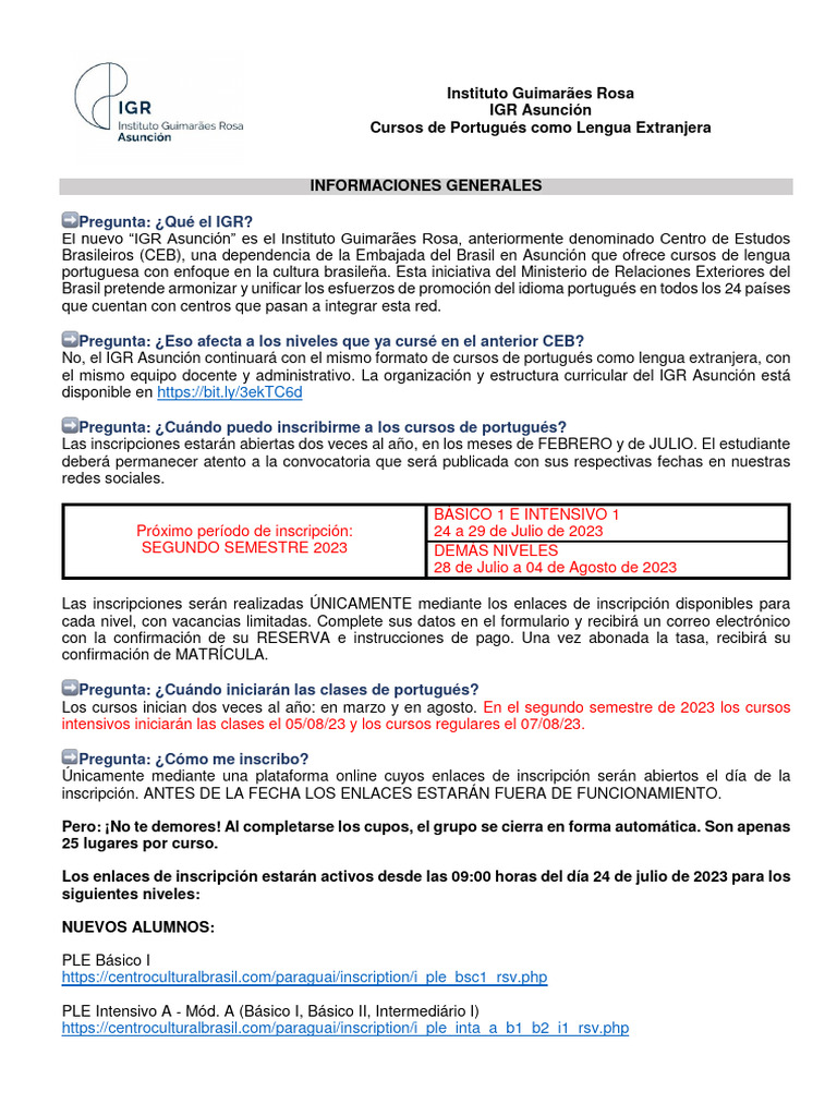 Centro de Estudos Brasileiros - Informaciones Generales | PDF | Brasil