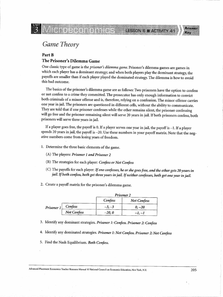Prisoners Dilemma Handout | PDF
