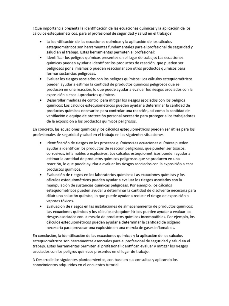 Trabajo de Química T3 | PDF | Estequiometría | Aspirina
