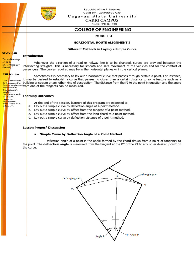 Module-3 Methods of Laying Horizontal Curves | PDF | Tangent | Differential Geometry
