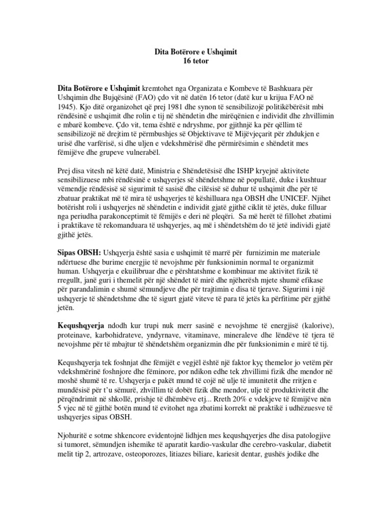 Dita Boterore e Ushqimit | PDF