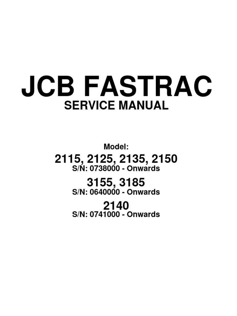 JCB Fastrac 2115 2125 2135 2140 2150 3155 3185 SM | PDF