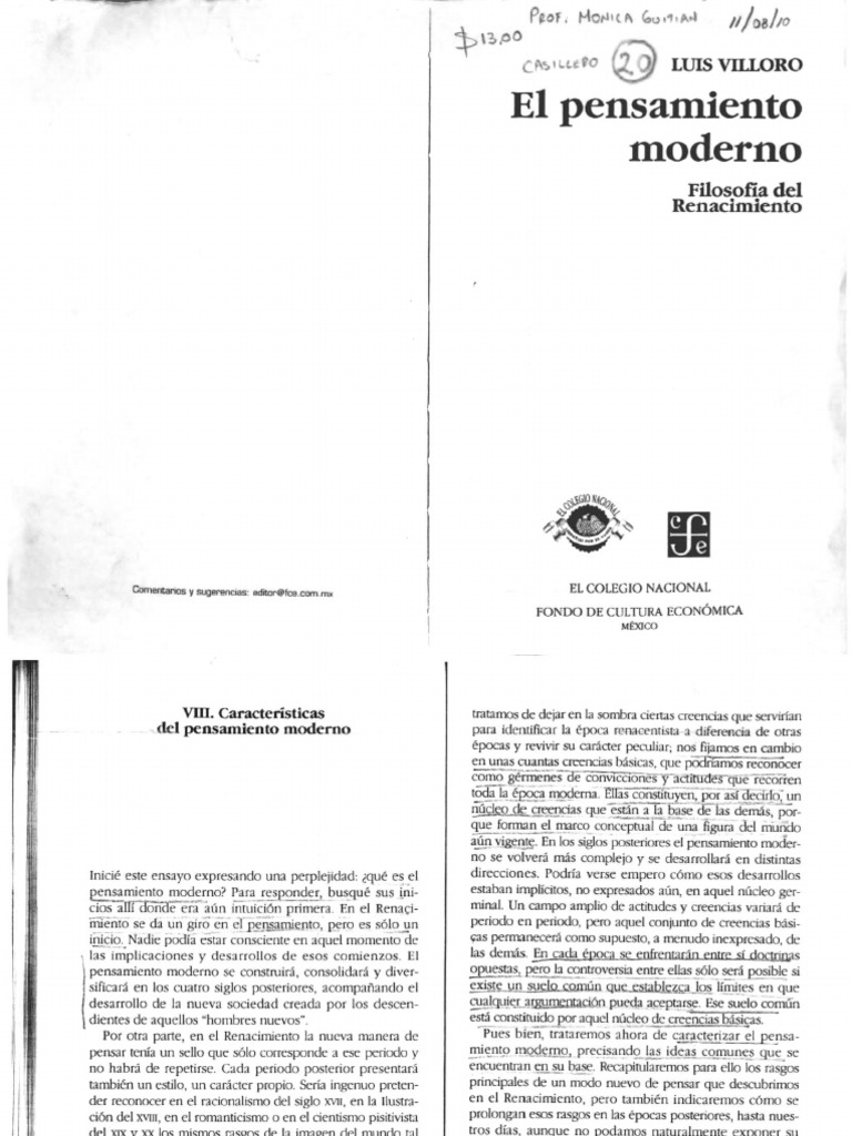 VILLORO - Luis - El Pensamiento Moderno | PDF