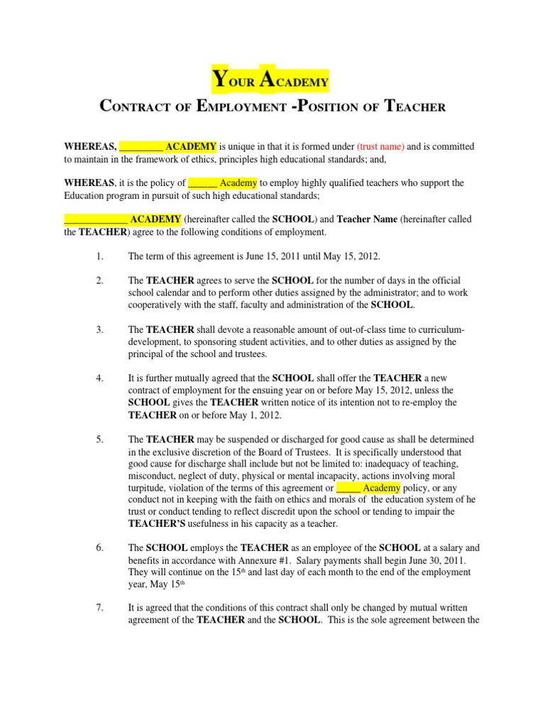 Teachers Contract | PDF | Teachers | Salary