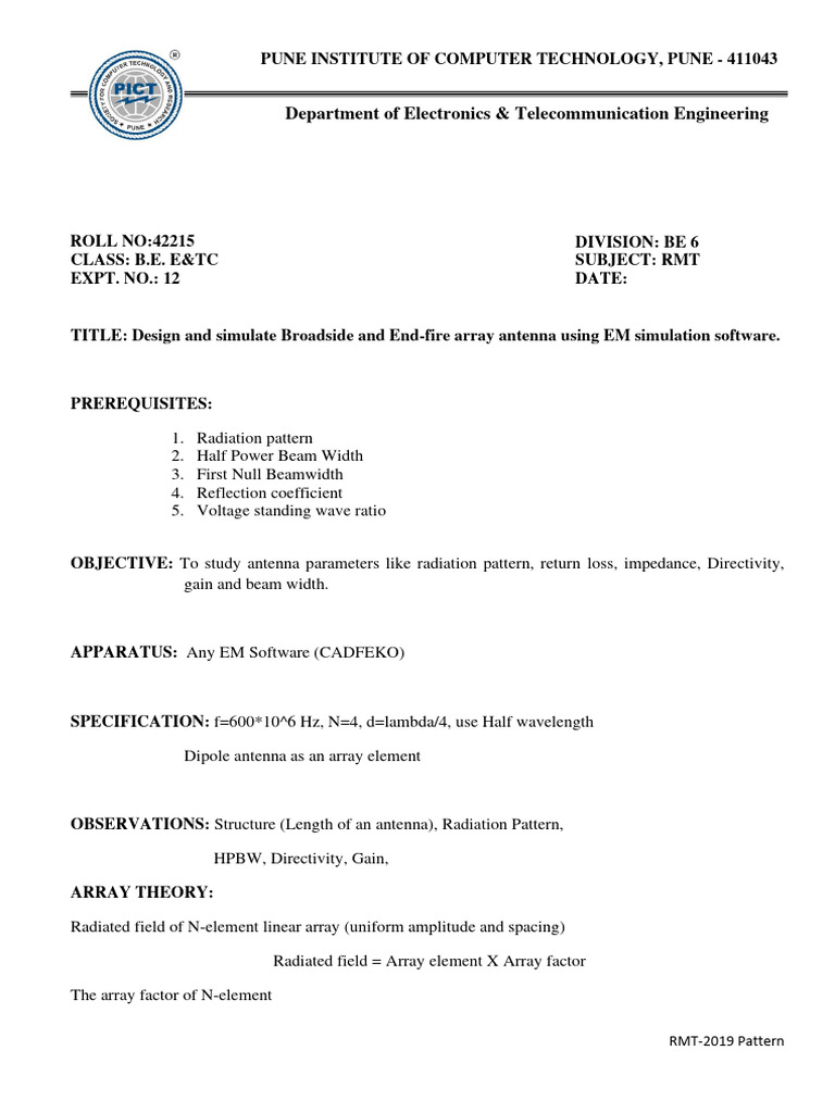 Broadside and End-Fire Array | PDF | Antenna (Radio) | Wireless