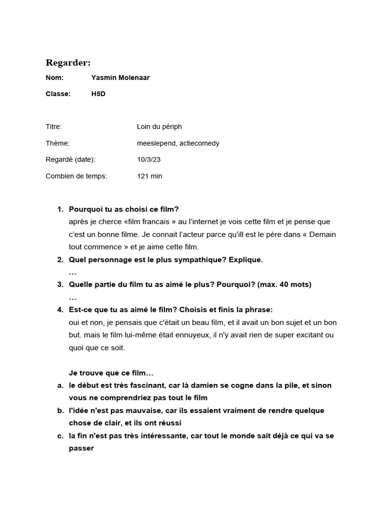 Loin du périph : critique de film | PDF