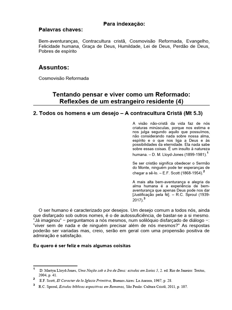 Tentando Pensar e Viver Como Um Reformado (4) (JMC - 08.05.2023) | PDF ... Tentando Pensar e Viver Como Um Reformado (4) (JMC - 08.05.2023) | PDF ...