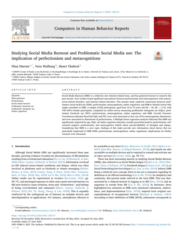 Studying Social Media Burnout & Problematic Social Media Use | PDF ...