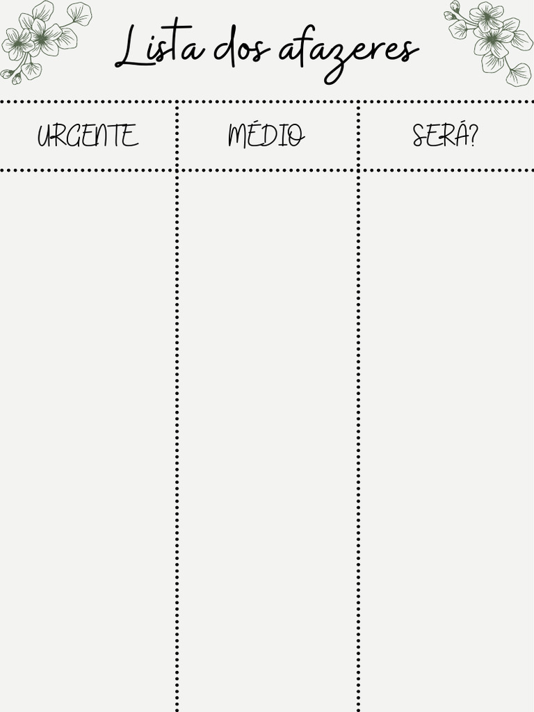 Lista Dos Afazeres | PDF