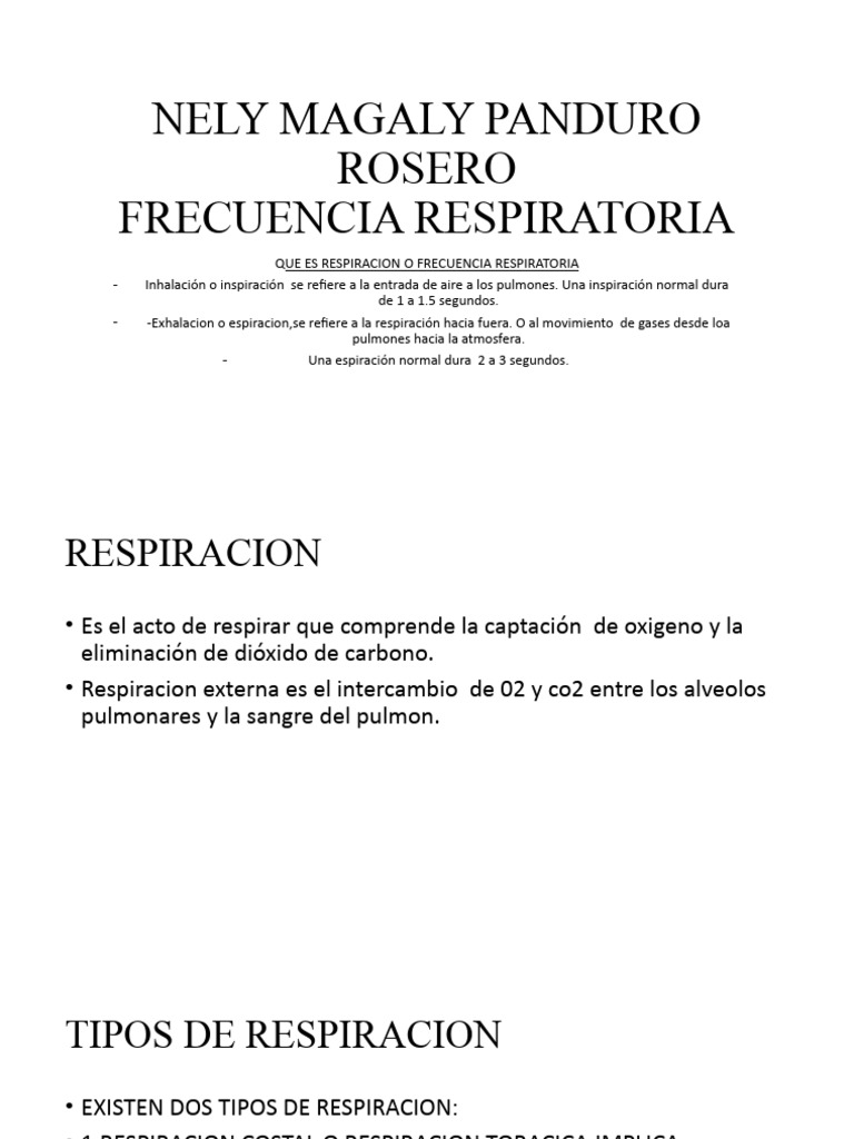 Nely Magaly Panduro Rosero Frecuencia Respiratoria | PDF | Respiración ...