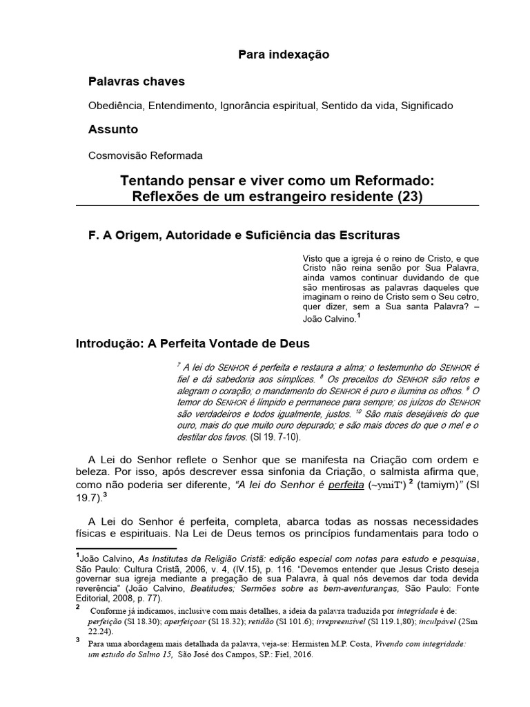 Tentando Pensar e Viver Como Um Reformado (23) (JMC - 23.10.2023) | PDF ... Tentando Pensar e Viver Como Um Reformado (23) (JMC - 23.10.2023) | PDF ...