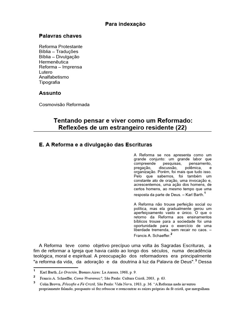 Tentando Pensar e Viver Como Um Reformado (22) (JMC - 15.10.2023) | PDF ... Tentando Pensar e Viver Como Um Reformado (22) (JMC - 15.10.2023) | PDF ...