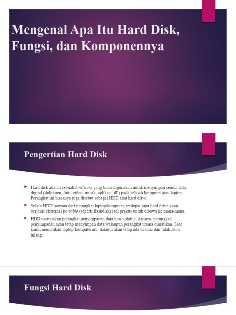 Mengenal Apa Itu Hard Disk, Fungsi | PDF