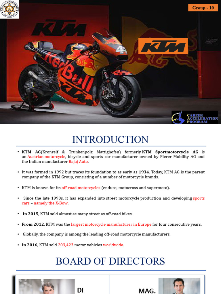 KTM Presentation | PDF | Motorcycling | Land Vehicles