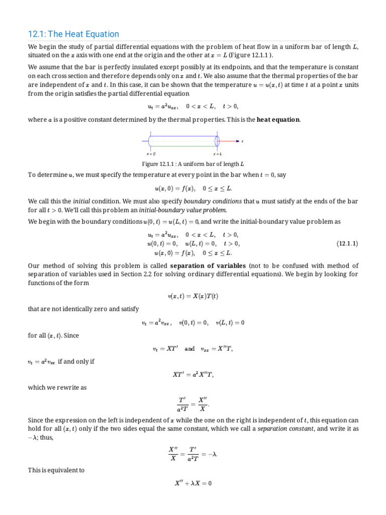 12.1 - The Heat Equation - Mathematics LibreTexts | Download Free PDF ...