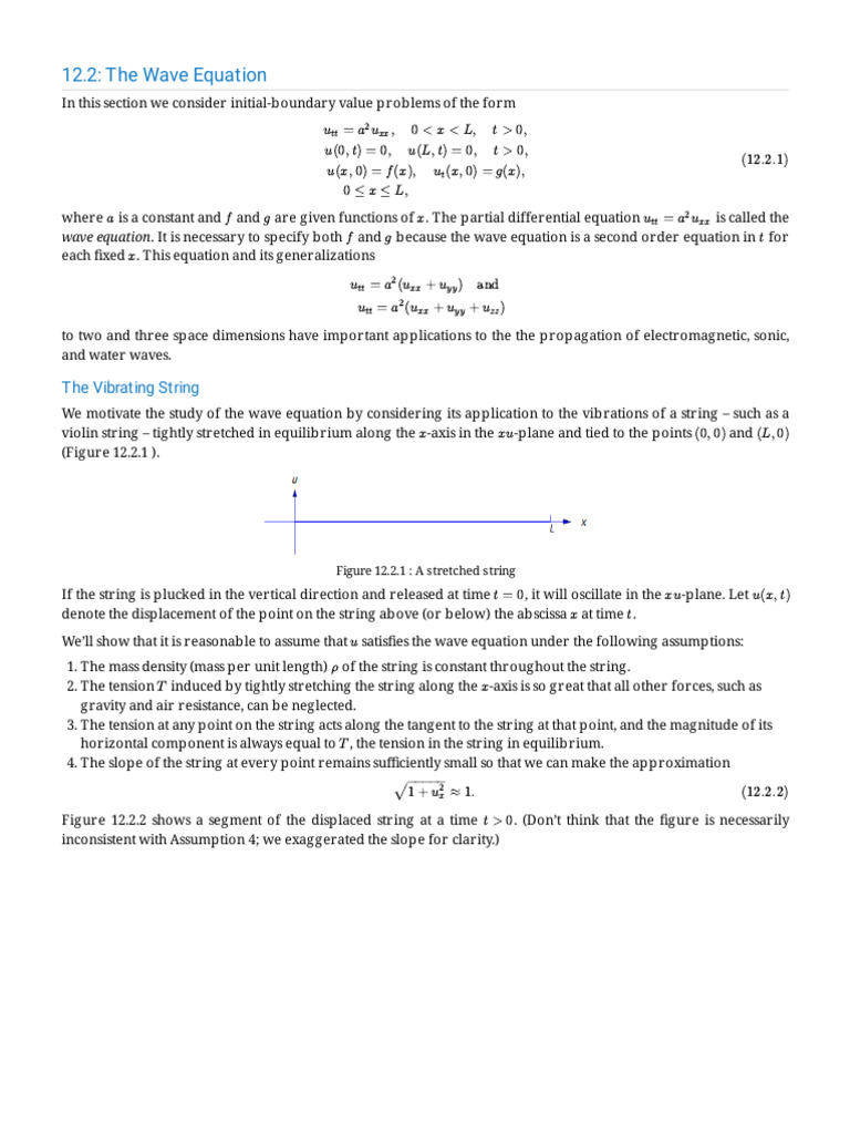 12.2 - The Wave Equation - Mathematics LibreTexts | PDF | Teaching ...