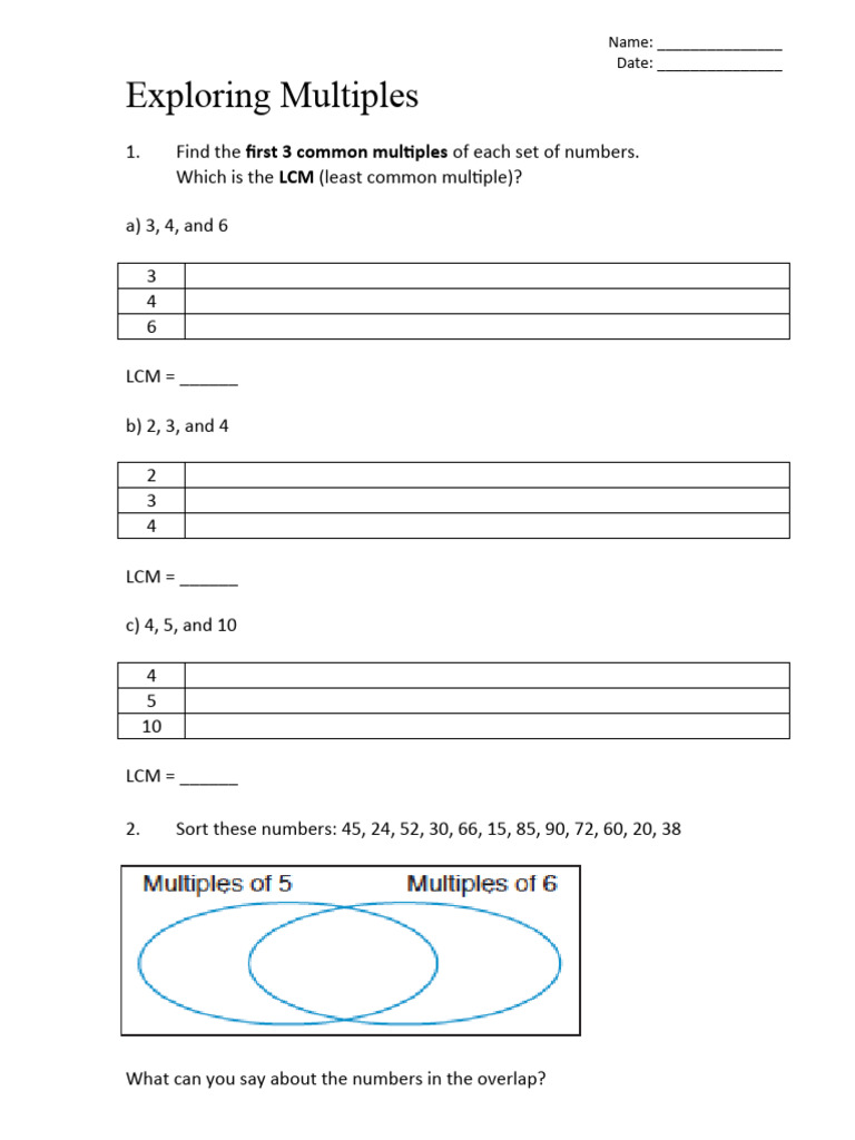 Exploring Multiples Practice | PDF