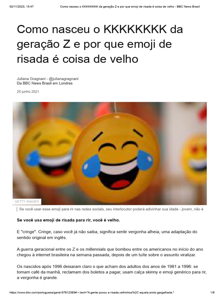 KKKKKKKK: Riso da Geração Z e Emojis | PDF | Clássicos