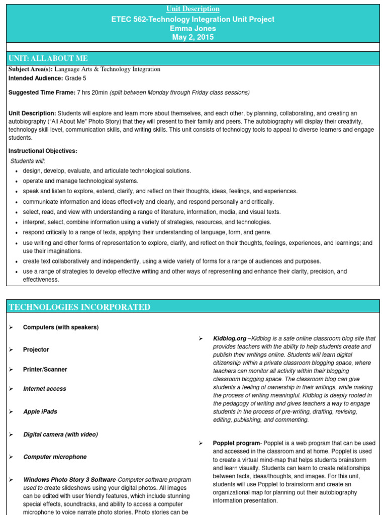 5th Grade - Technology Integration Lesson Plan | PDF | Image Scanner | Video