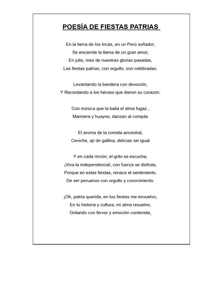 Poema de Fiestas Patriass Comu | PDF